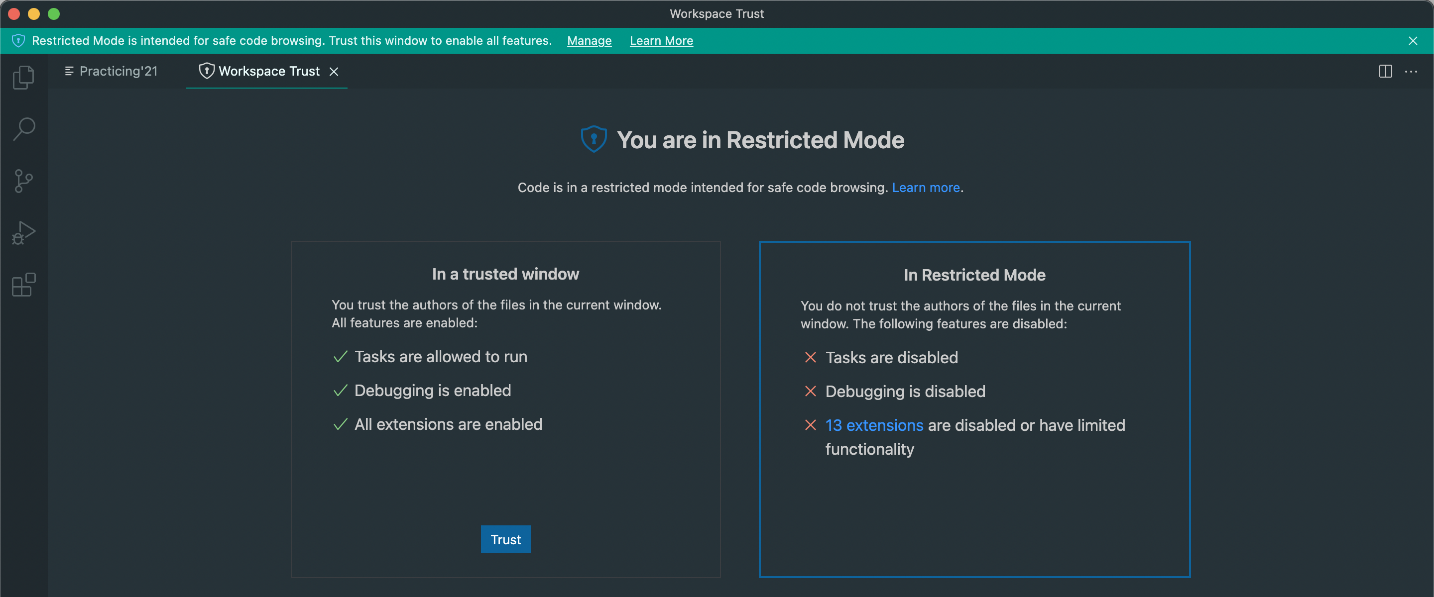 A UX design recommendation for the Workspace Trust feature · Issue ...