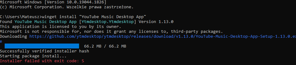 stuck on installation · Issue #1070 · ytmdesktop/ytmdesktop · GitHub