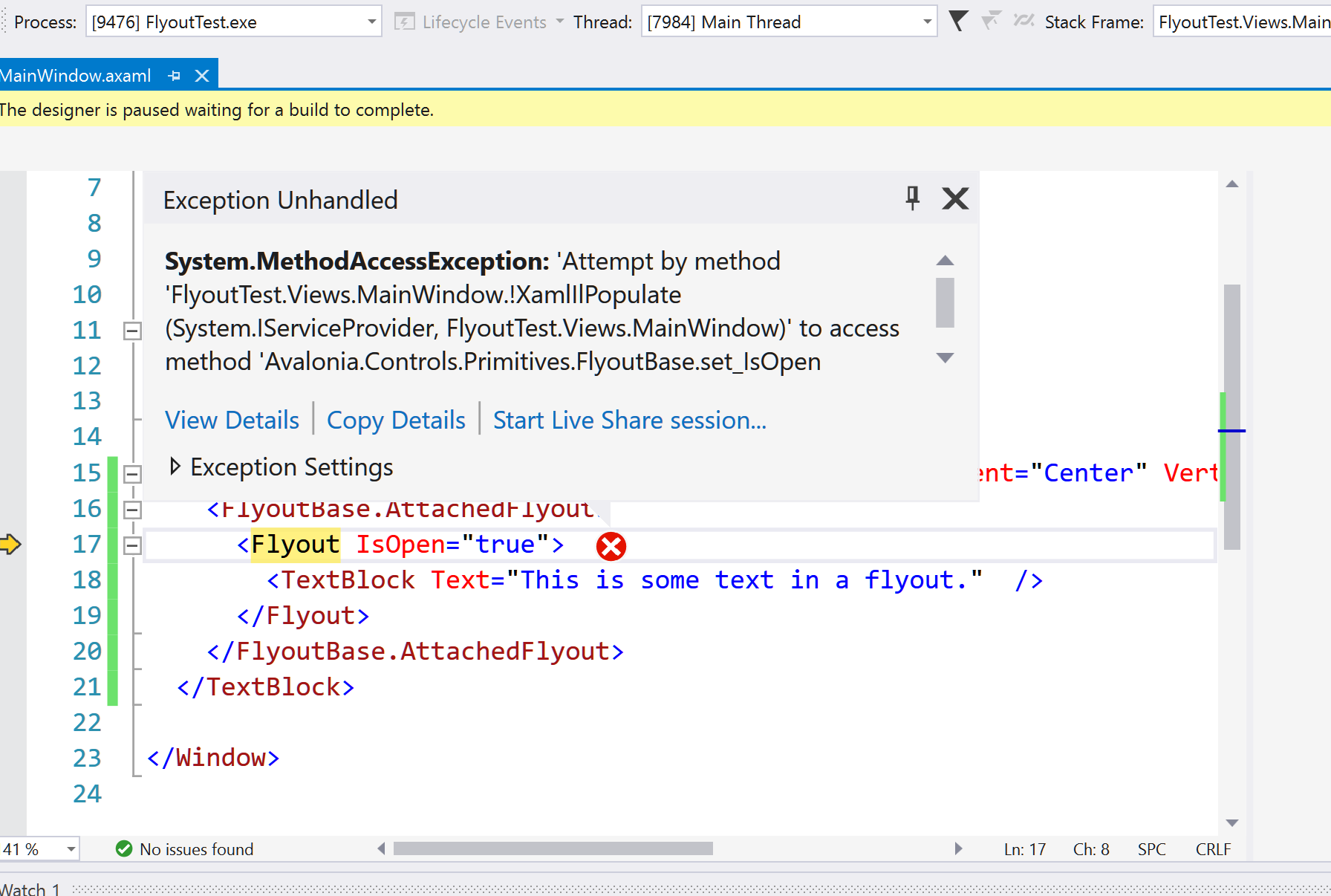 Flyout IsOpen Not Working · Issue #6081 · AvaloniaUI/Avalonia · GitHub