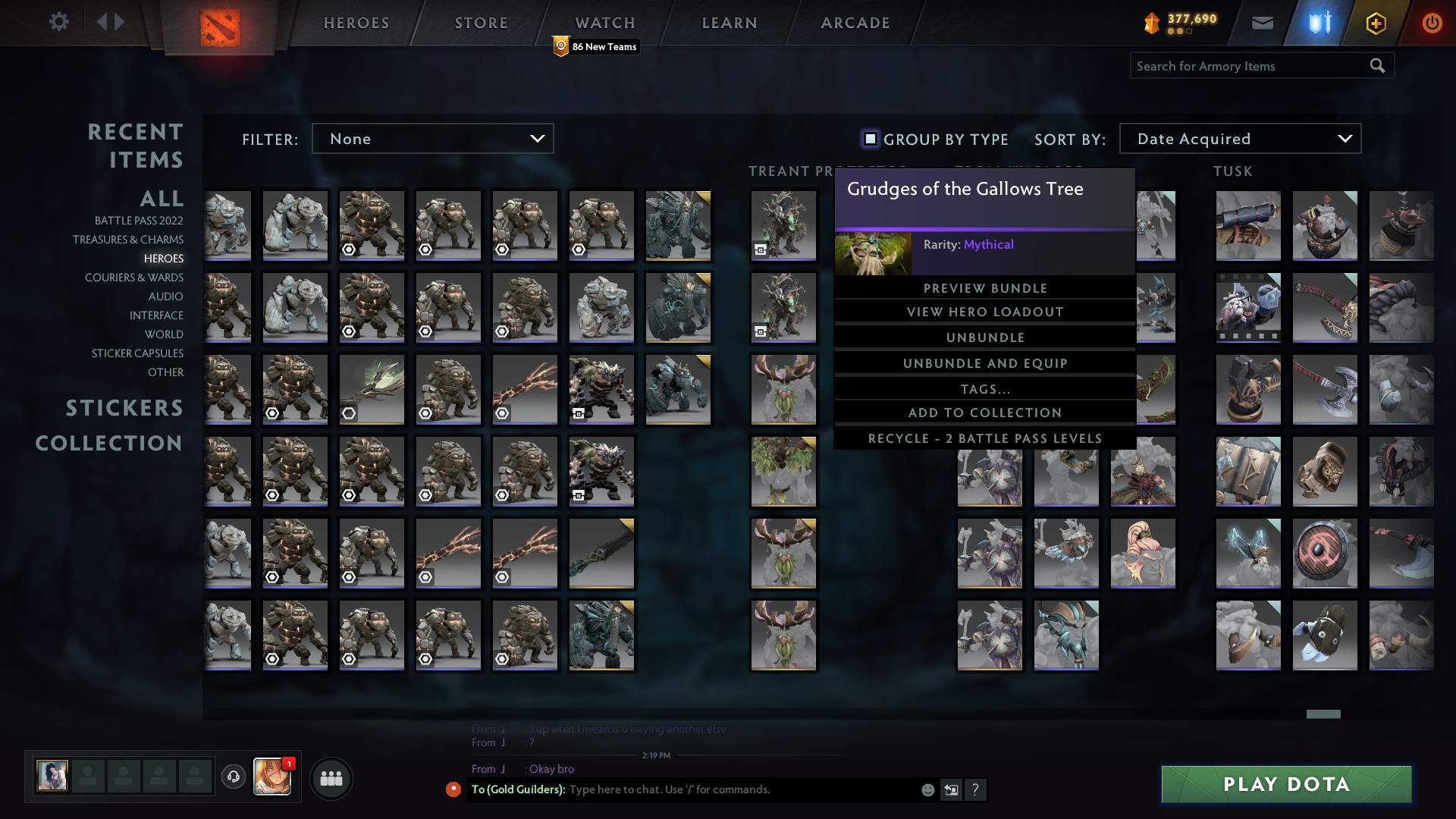 Diretide 2022 Collector's Cache 2 Rare and Very Rare Bundles still ungiftable · Issue #6475 ...