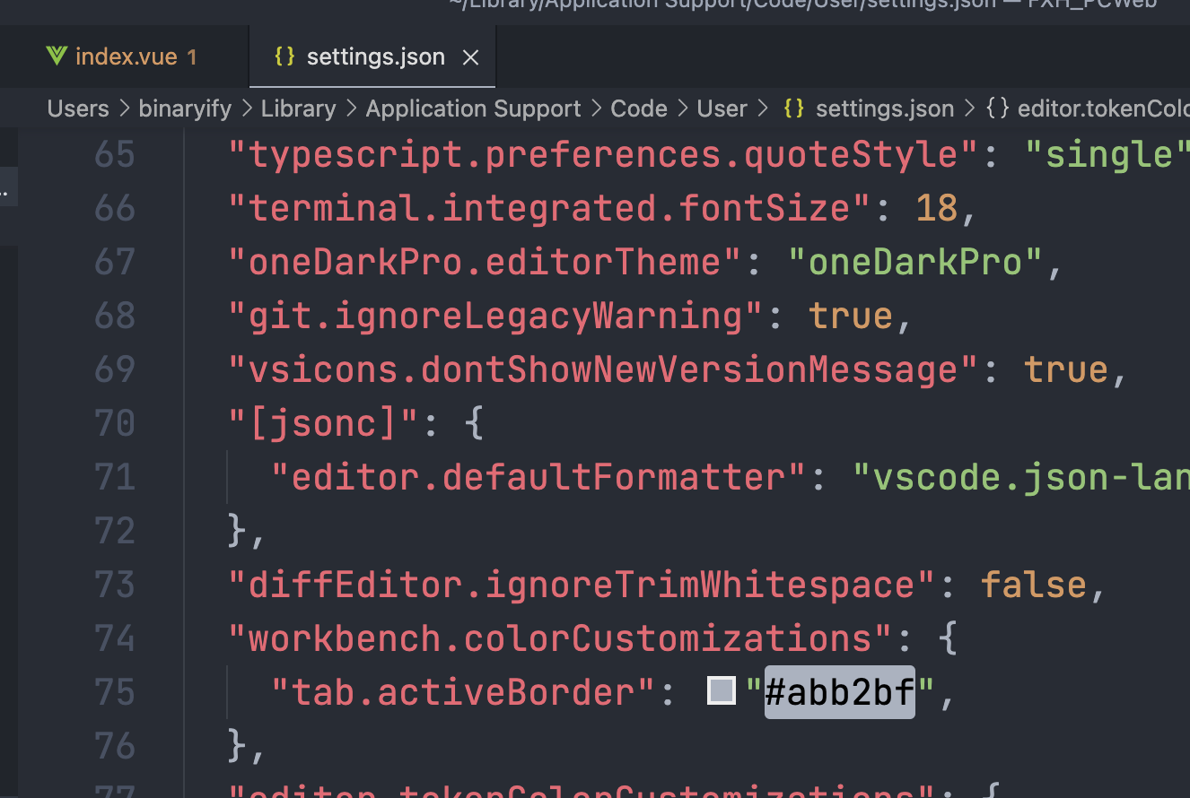 Feture: Add highlight for currently focused tab · Issue #565 · Binaryify/OneDark-Pro · GitHub