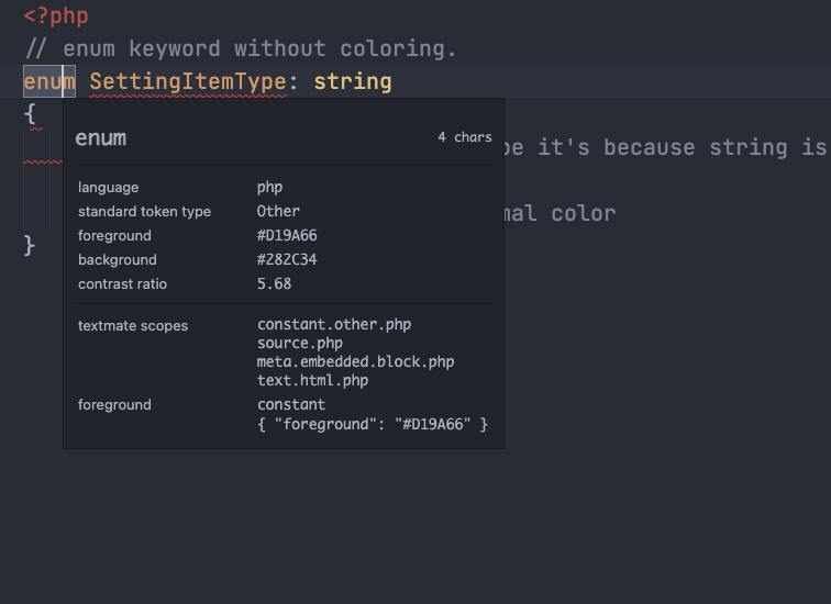 PHP 8 enum · Issue #666 · Binaryify/OneDark-Pro · GitHub