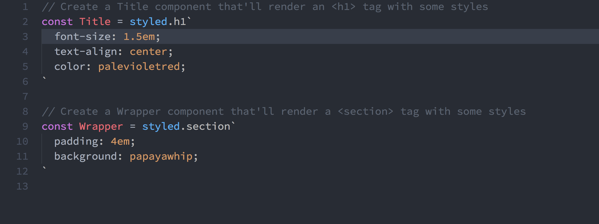 Syntax highlighting for Styled Components · Issue #77 · Binaryify/OneDark-Pro · GitHub