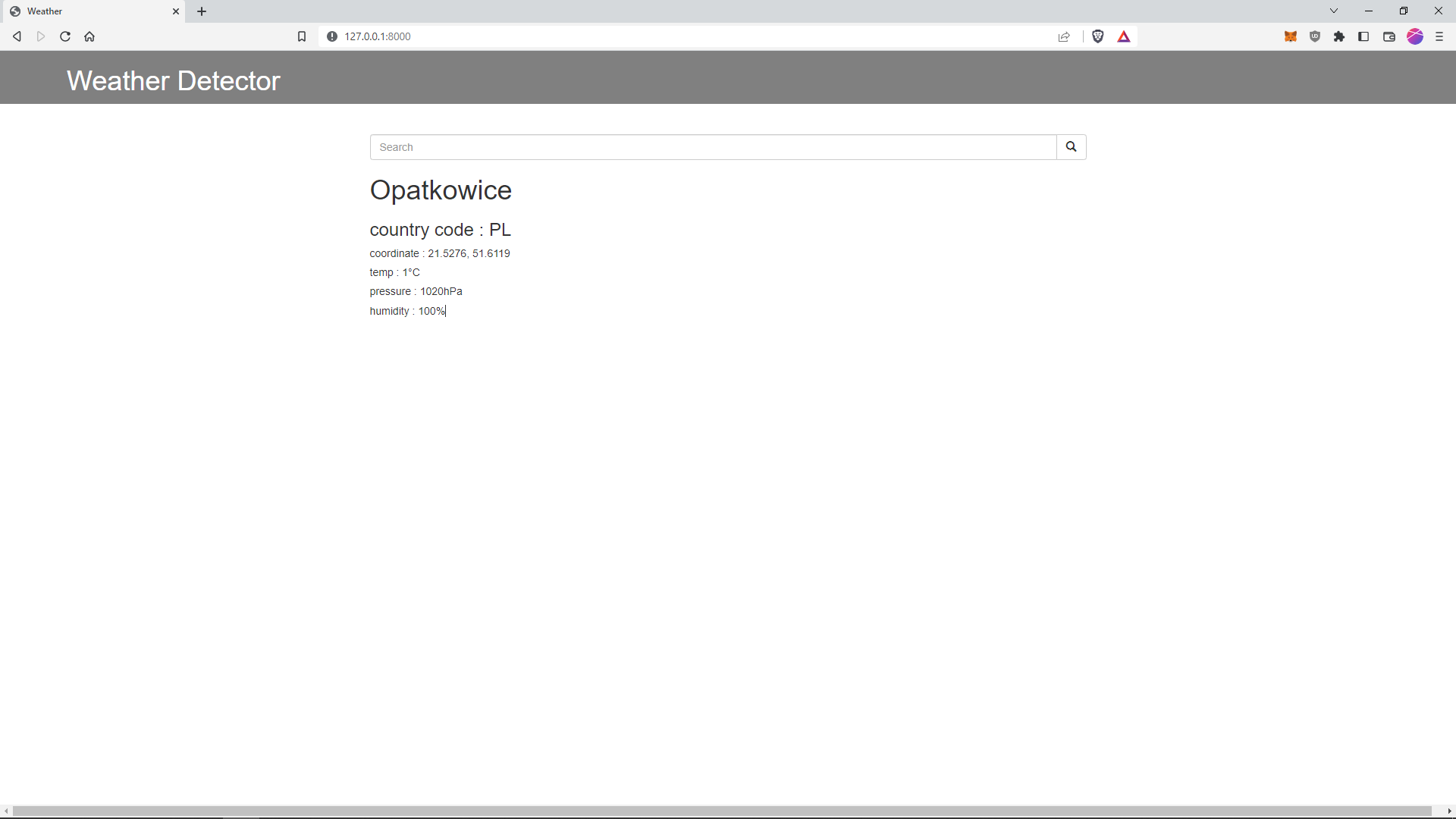 Github Piotr0893 Weatherapp Django Simple Weather Web App That Shows Current Weather Data For