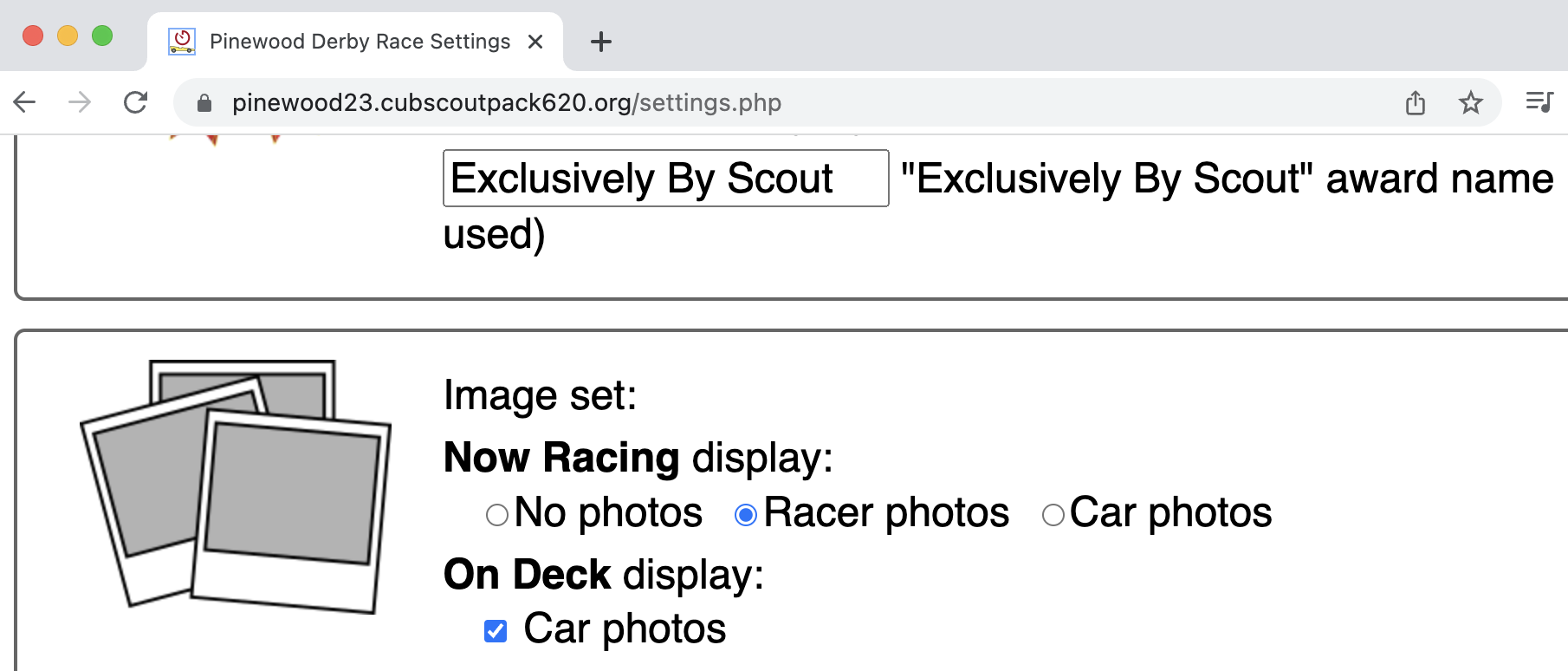 Unable to select image set on setting page in v8 · Issue #220 · jeffpiazza/derbynet · GitHub