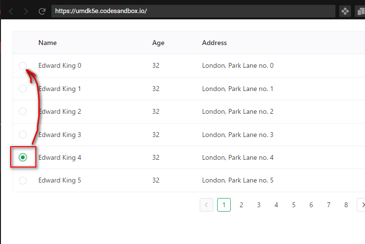 I can’t set the first row of the data table to be selected. [Data Table by Single selection ...
