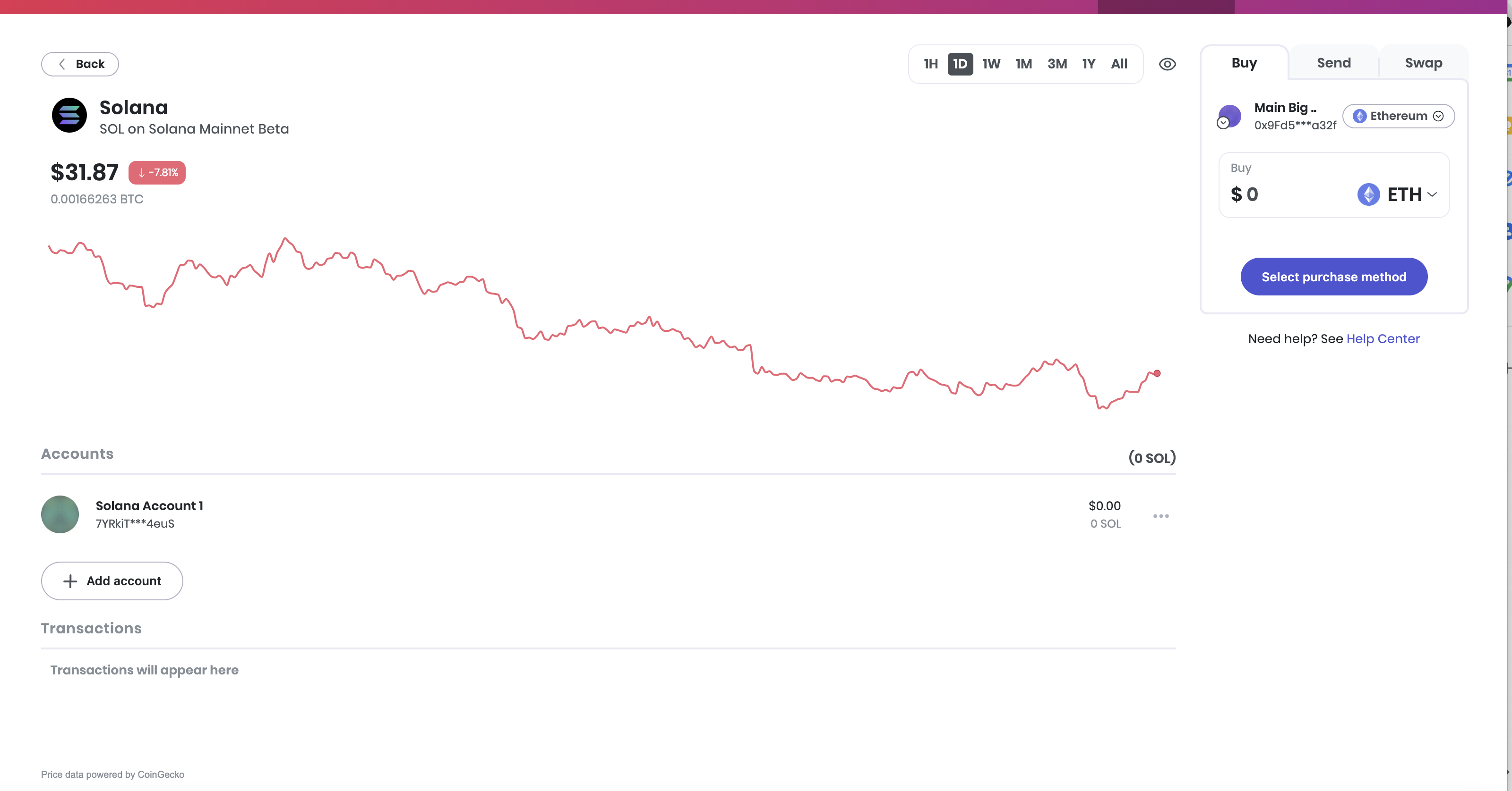 On Individual Asset View Insert A Link To Etherscan Or Solscan Related To Token Addressses