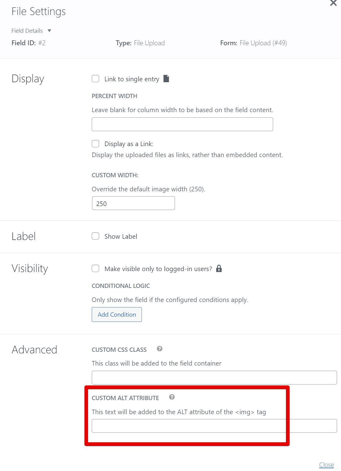 Allow Custom Alt Attribute For File Upload Fields · Issue 1741 · Gravitykitgravityview · Github 