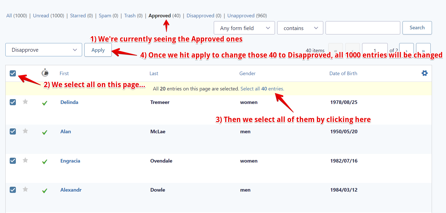 Bulk approval issue with the "Select all X entries" link · Issue #1840 · GravityKit/GravityView ...