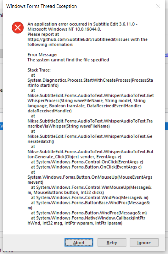 Error With Whisper Cpp · Issue 6718 · Subtitleeditsubtitleedit · Github 3844