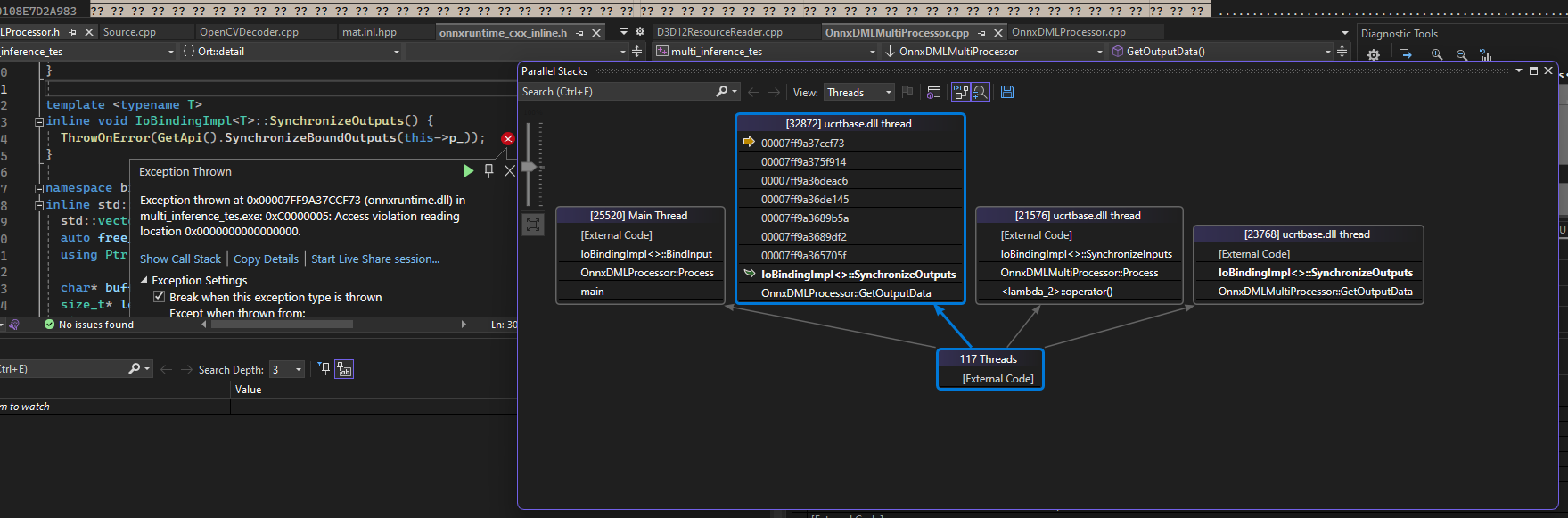 Access violation error when call SynchronizeOutputs. · Issue #16706 ...