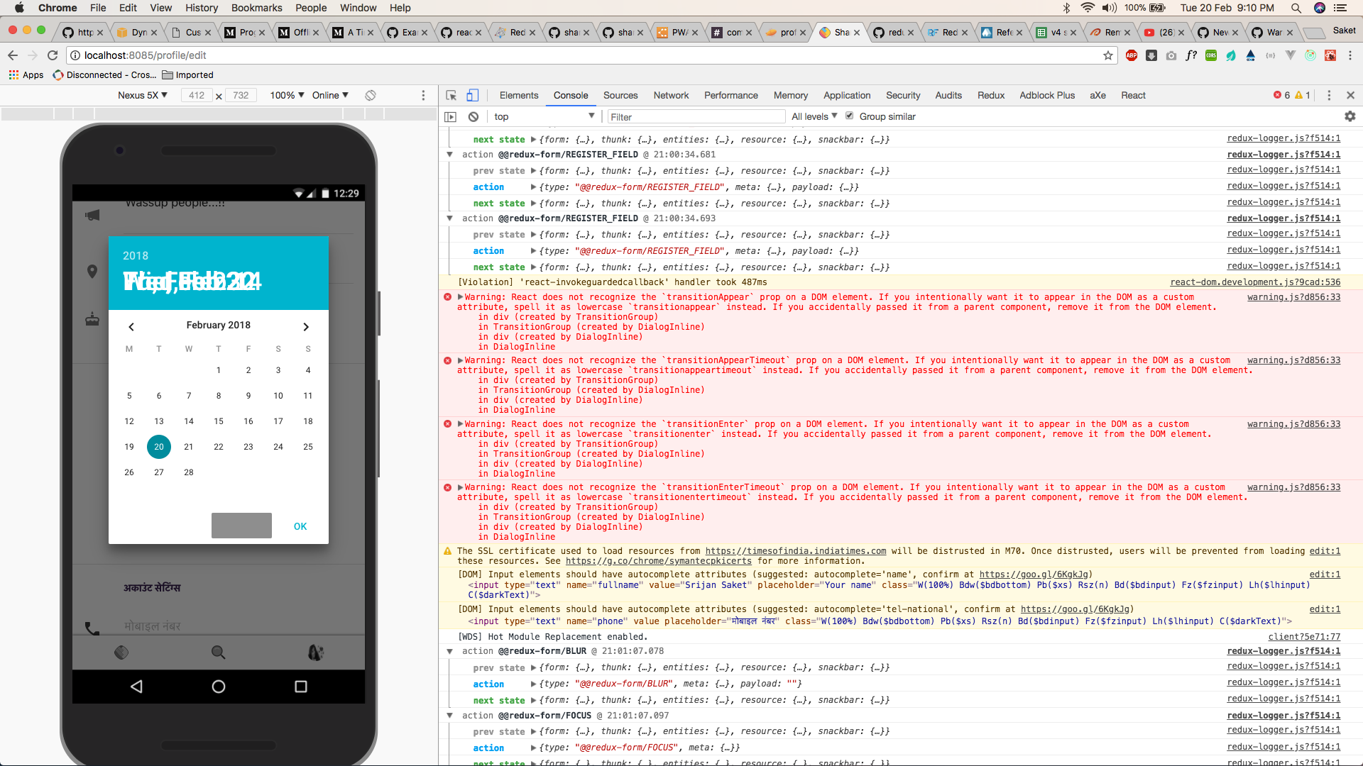 Warning React Does Not Recognize The `transitionappear` Prop On A Dom Element If You