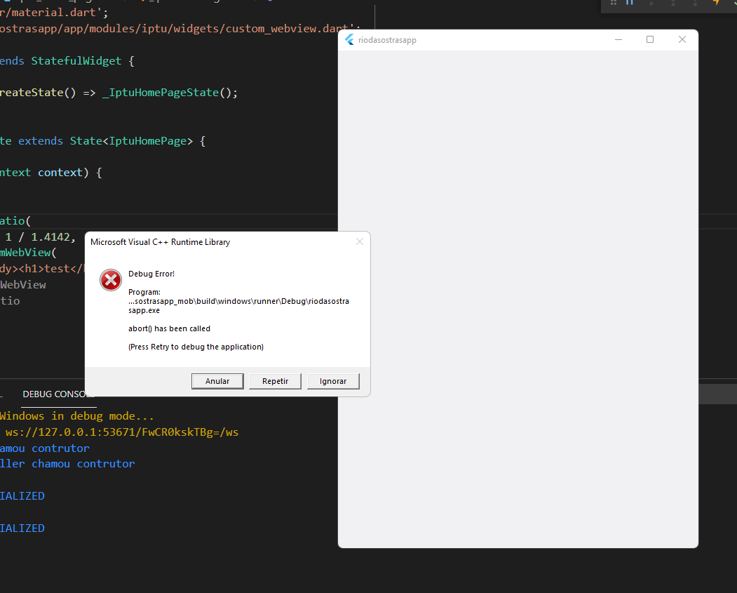 Debug error! Program: ... abort() has been called · Issue #86 · jnschulze/flutter-webview ...