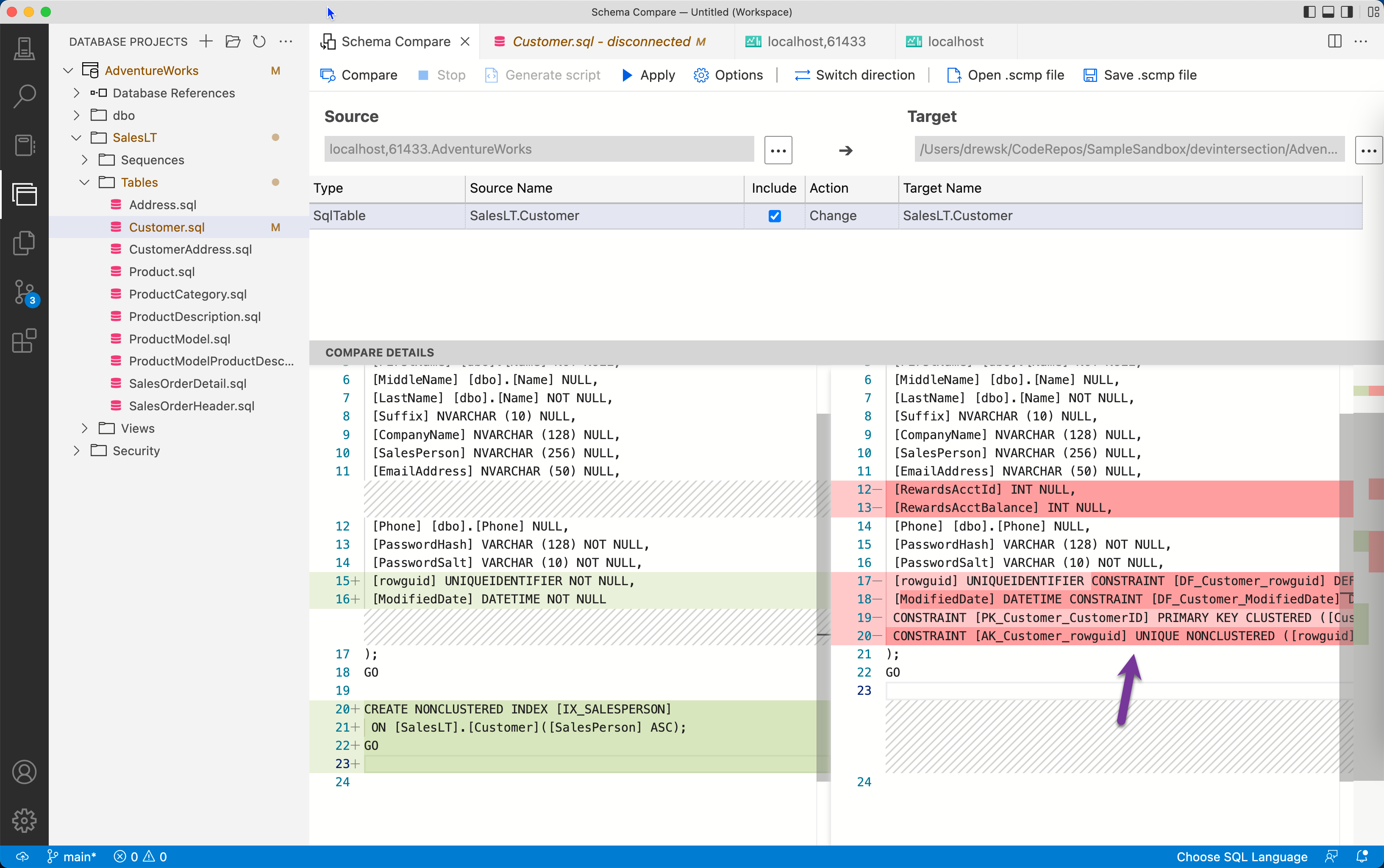 schema compare drops constraints on table if other changes are made to table · Issue #21378 ...
