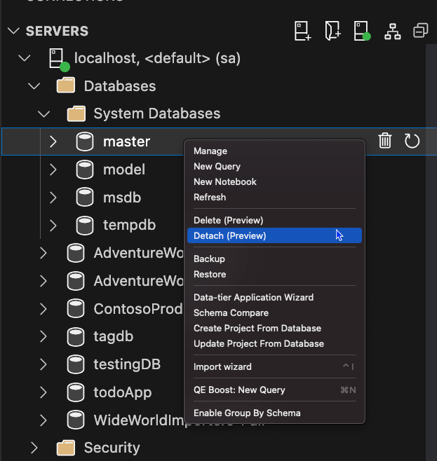 system databases don't need delete/detach exposed · Issue #23659 · microsoft/azuredatastudio ...