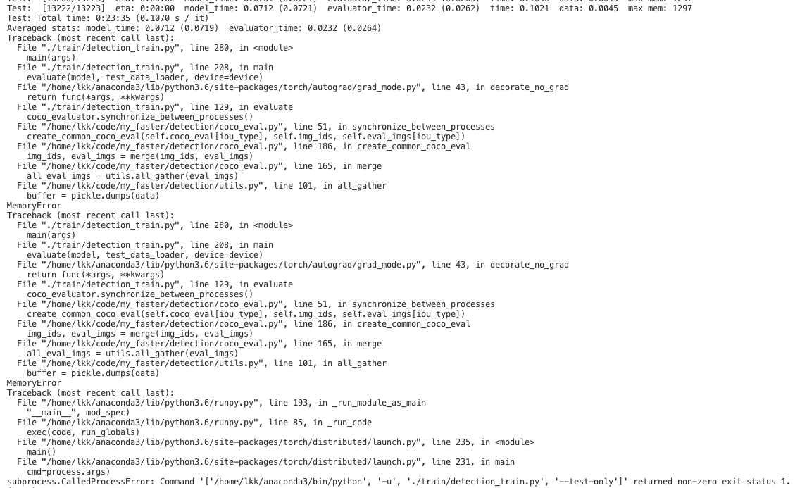 a MemoryError and subprocess.CalledProcessError during eval in object ...