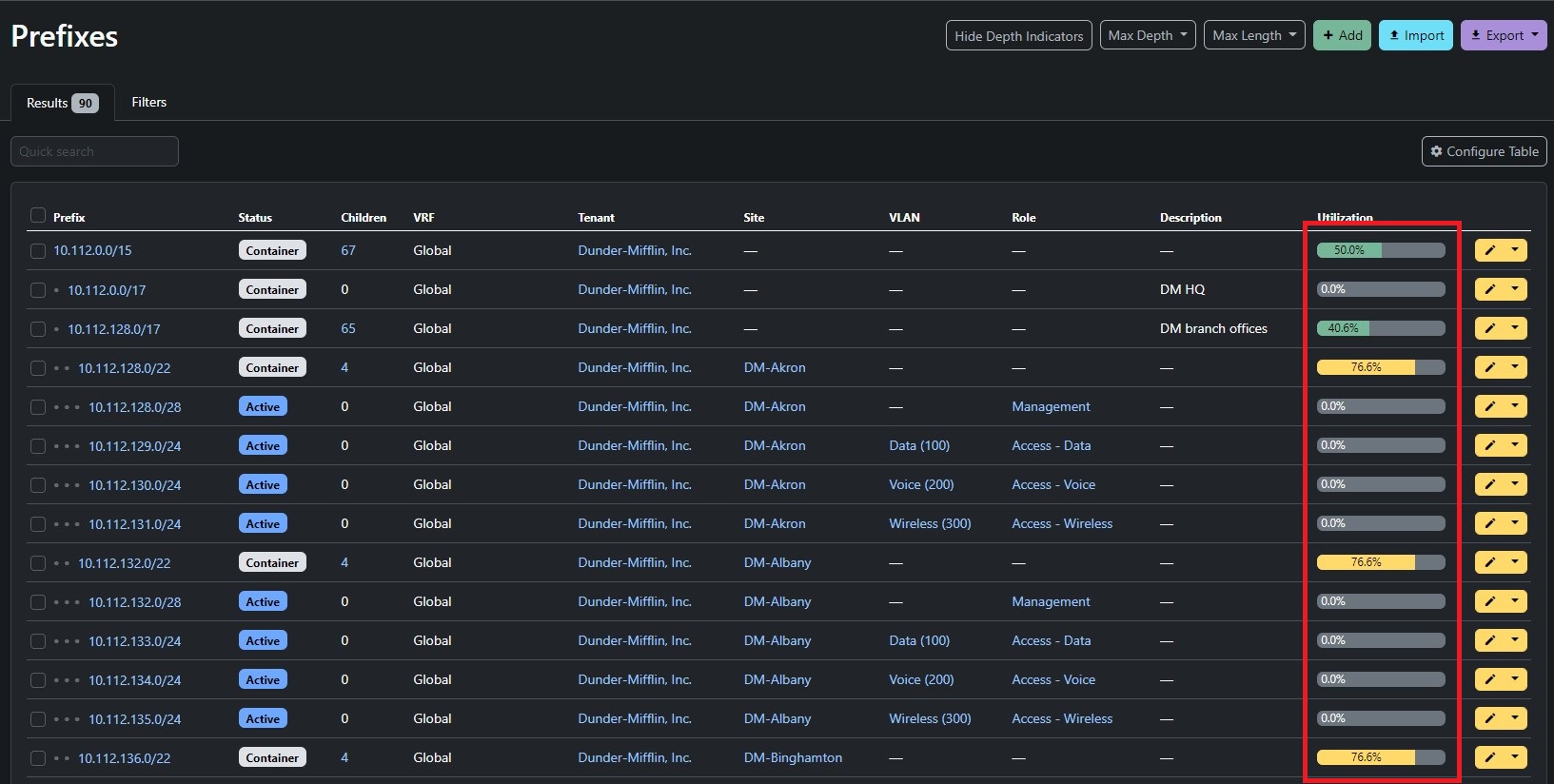 Incorrect Display Status Bar In Utilization Space · Issue 11447 · Netbox Community