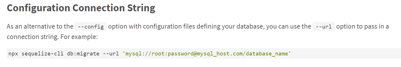 How can I execute --url option · Issue #890 · sequelize/cli · GitHub