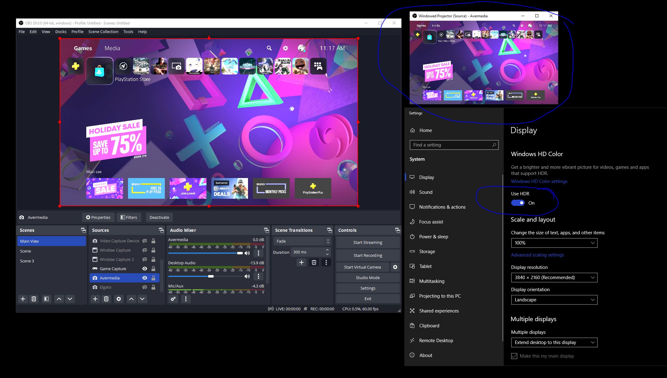 Avermedia Windowed and Fullscreen Projector (Source) has washed out ...