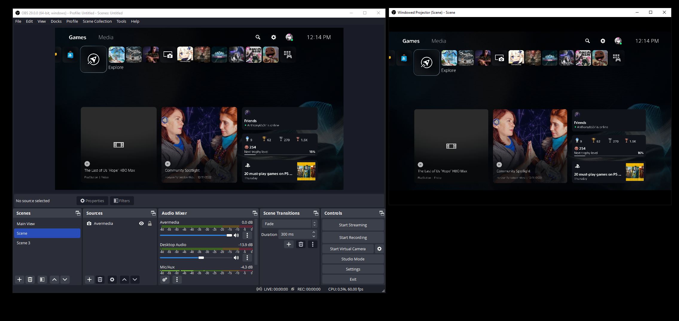 Avermedia Windowed and Fullscreen Projector (Source) has washed out colors on an HDR monitor ...