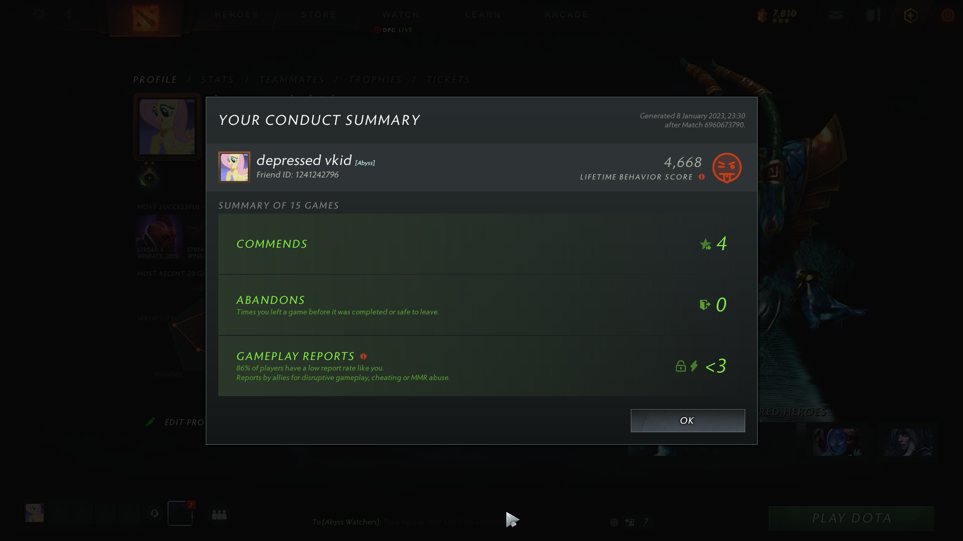 Behavior Score Bug · Issue 6507 · Valvesoftwaredota2 Gameplay · Github