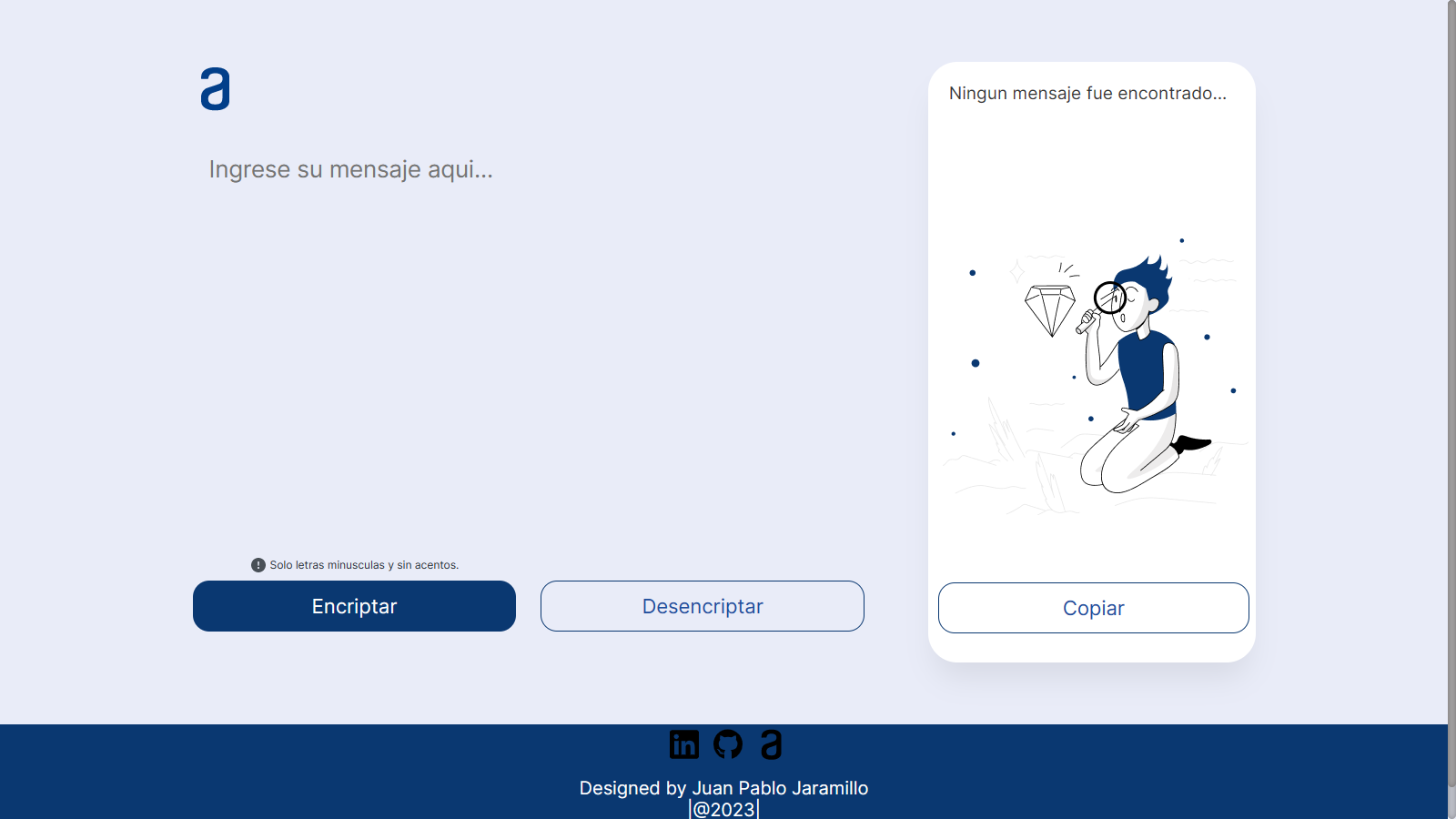 GitHub - JackGladyus/Challenge-1-Alura-Latam: Aplicación Web que permite encriptar texto. Pagina ...