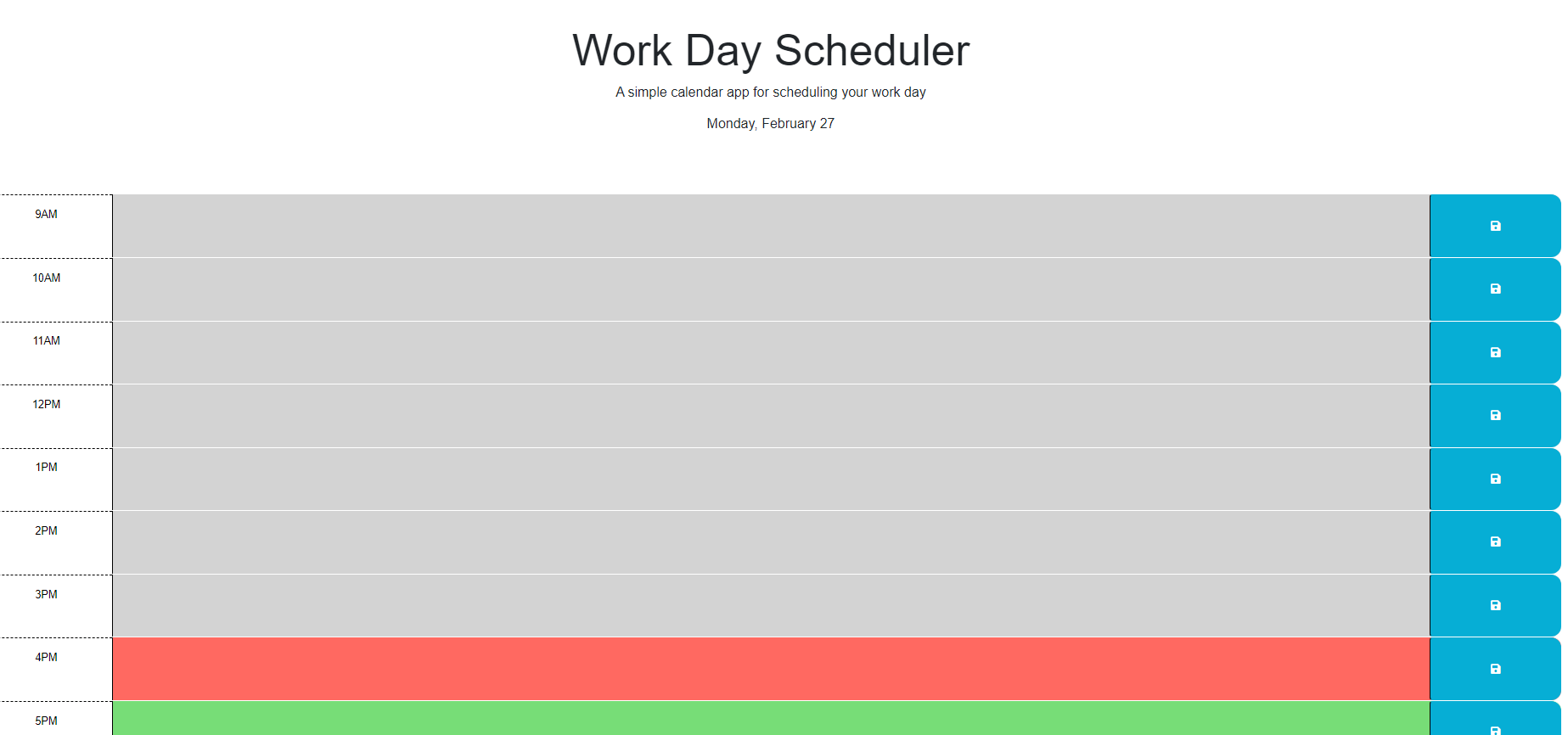 GitHub - Trengland/Daily-Work-Scheduler: Calendar to keep track of your work day.