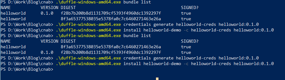Trouble installing the credentials to hello world example. · Issue #644 · cnabio/duffle · GitHub