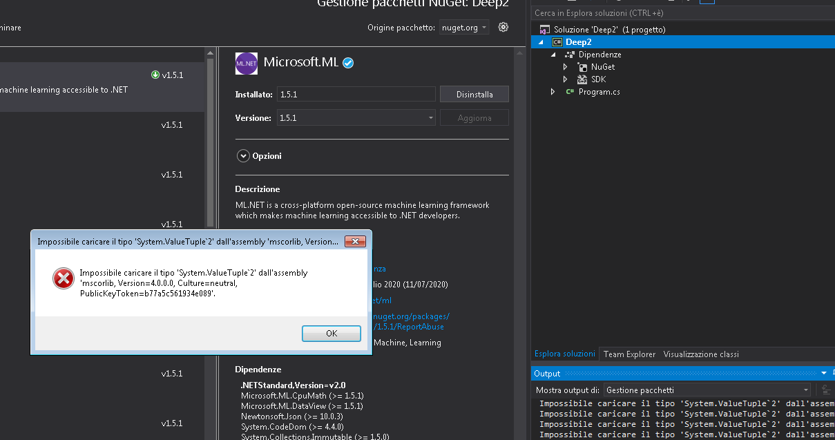 Error Adding Model Builder to a project (cannot load system.valuetuple'2' from mscorelib · Issue ...