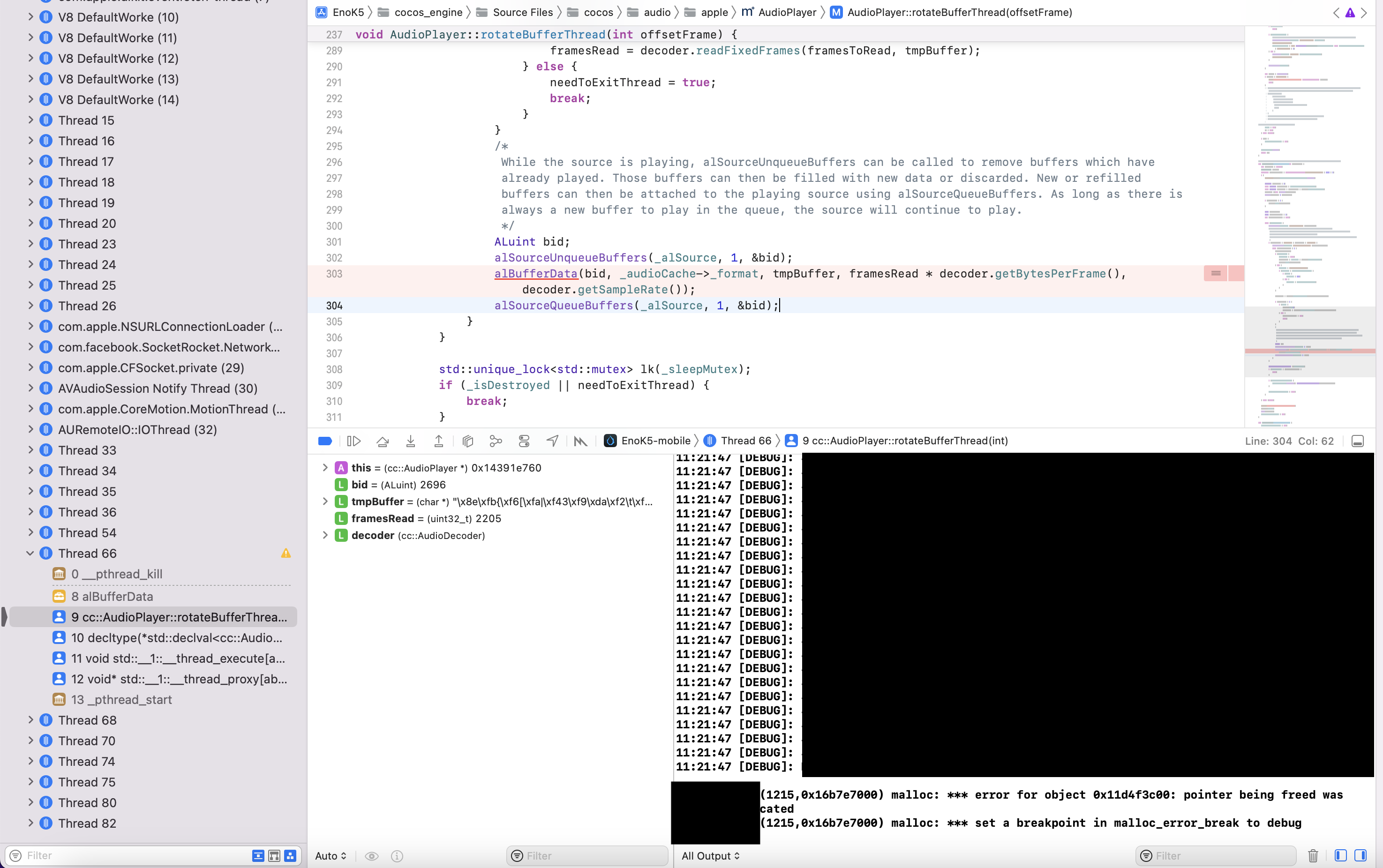 [iOS][3.8.0] crashing randomly when play audio sound · Issue #15888 · cocos/cocos-engine · GitHub