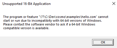 Unsupported 16-Bit application error for most examples and redbean · Issue #92 · jart ...