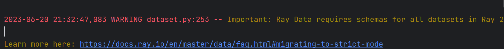 Can't turn off 'Ray Data requires schemas' waring · Issue #36574 · ray-project/ray · GitHub