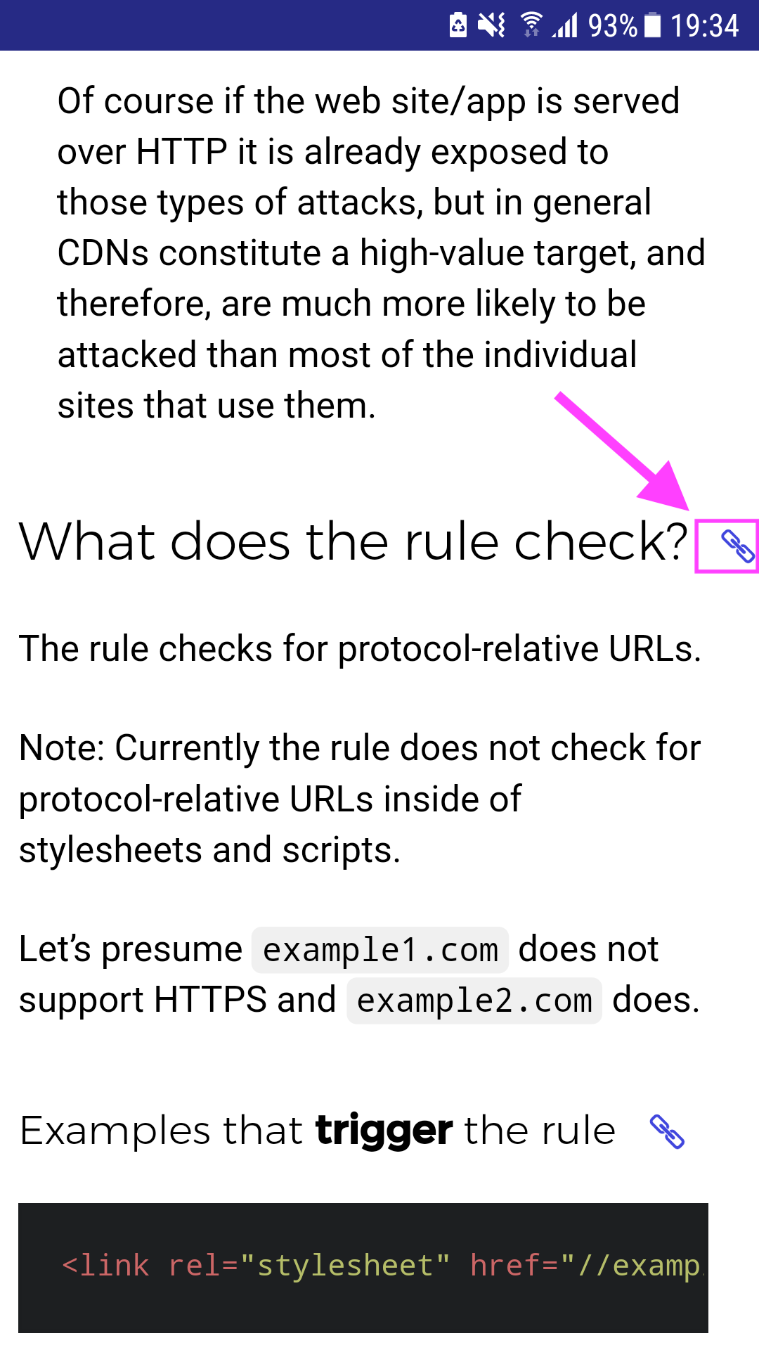 Section Link Icon Breaks Layout On Small Viewports · Issue 253 · Webhintio