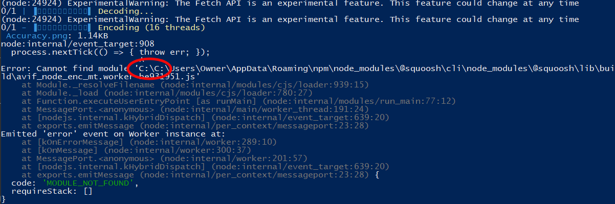 Module not found for AVIF compression · Issue #1207 · GoogleChromeLabs ...