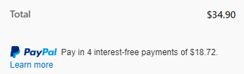 Paypal "Pay in 4" tagline amount is not updated on cart page if items ...