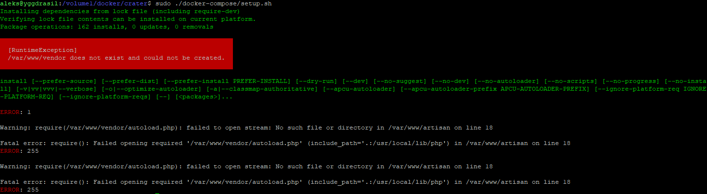 Docker - [RuntimeException] /var/www/vendor does not exist and could not be created. · Issue ...