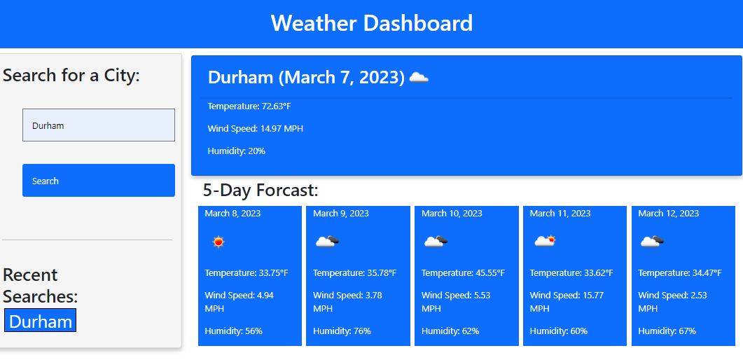 GitHub - dfbowen77/Weather-Dashboard: This is my submission for the ...