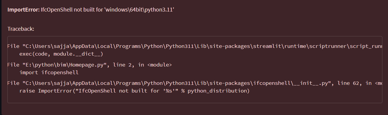 IfcOpenShell not built for 'windows\64bit\python3.11' · IfcOpenShell IfcOpenShell · Discussion ...