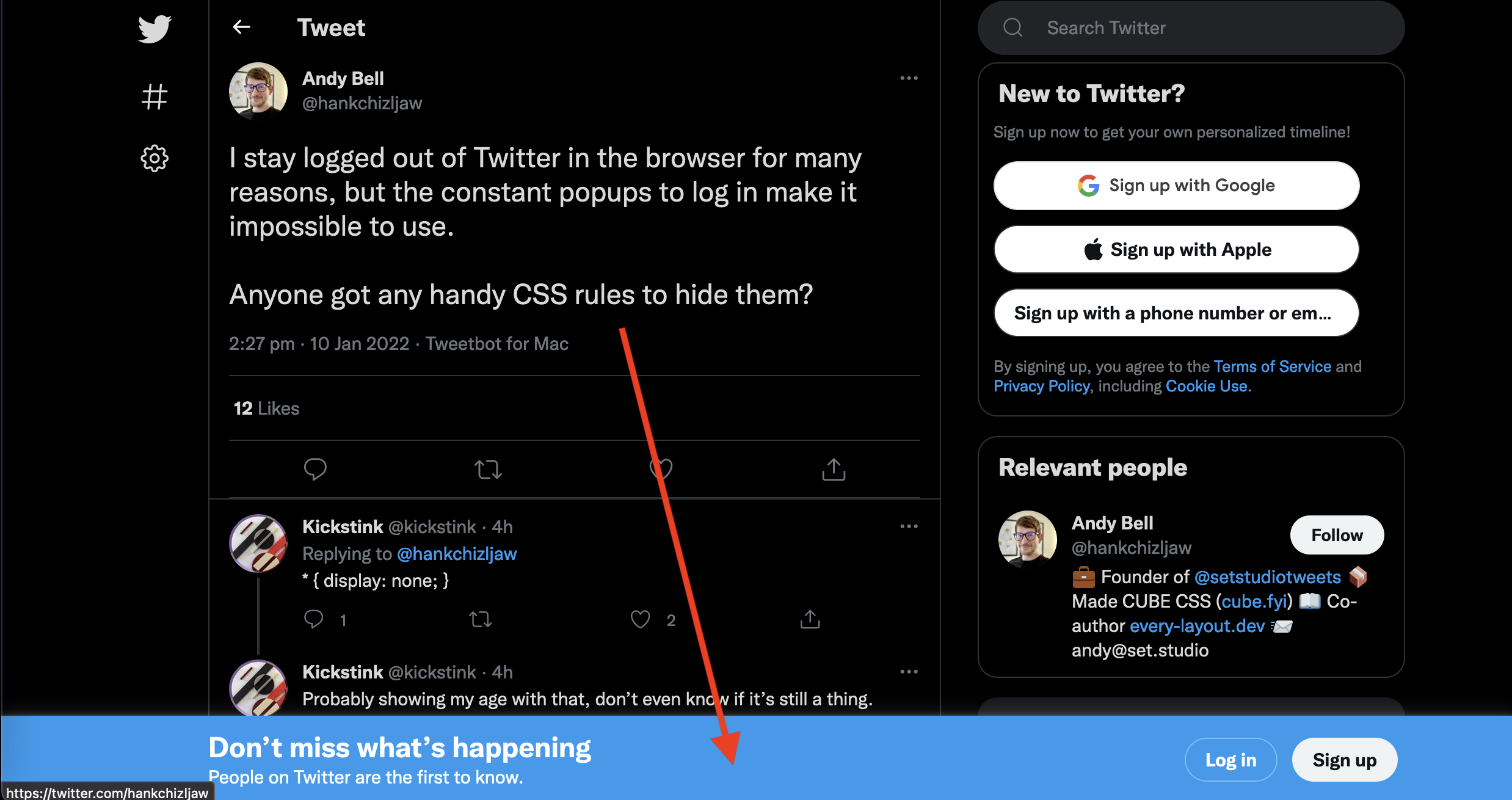 Hide login prompt for logged out users · Issue #76 · typefully/minimal ...