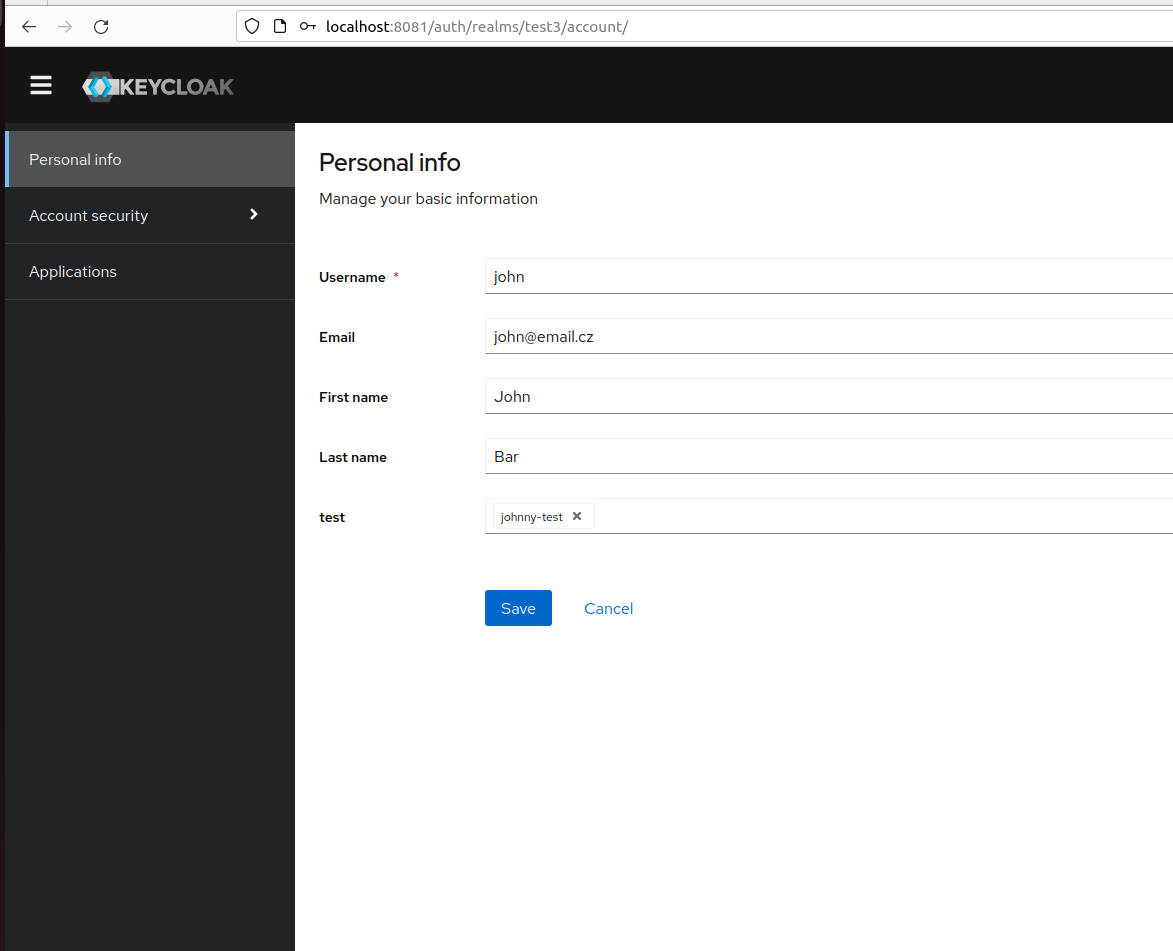 Admin console and account console shows the user-profile configured ...