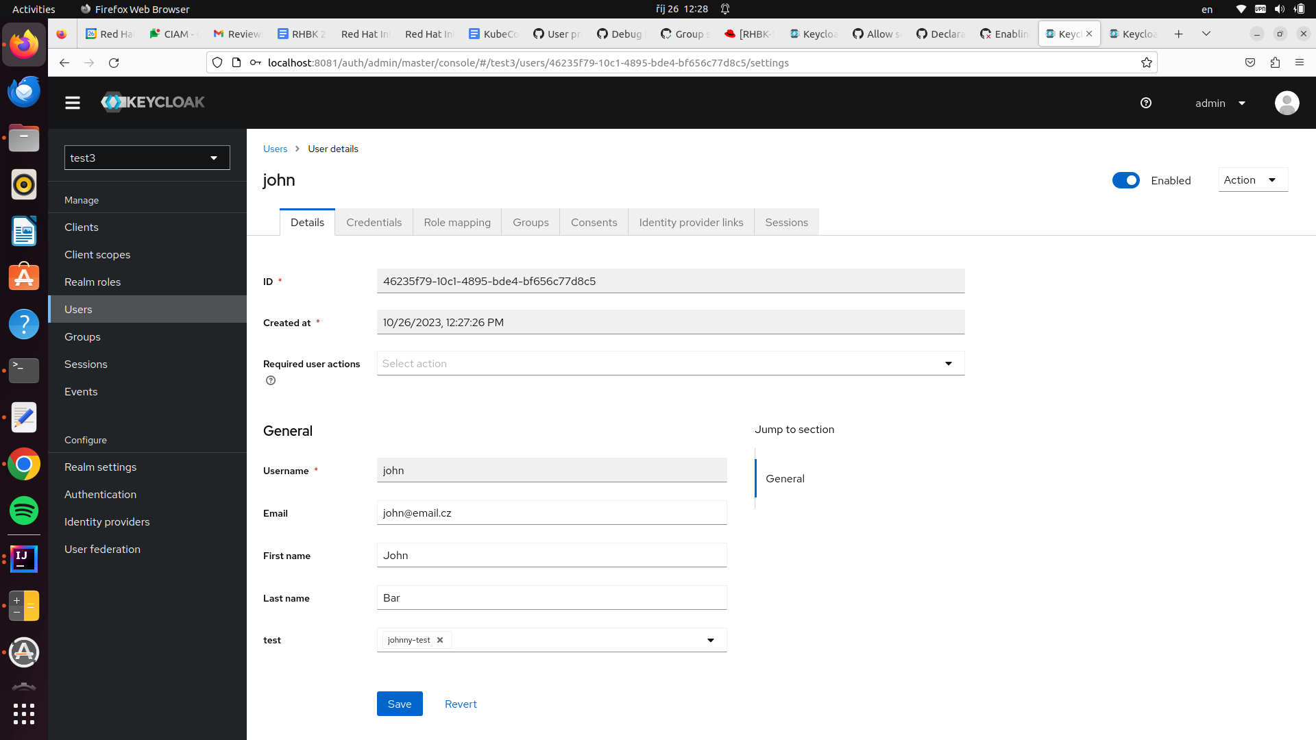 Admin console and account console shows the user-profile configured ...