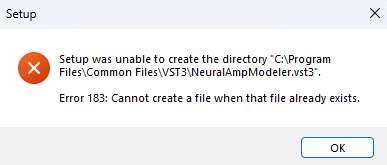 [BUG] Installer can't overwrite existing VST3 · Issue #312 · sdatkinson/NeuralAmpModelerPlugin ...