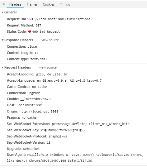 Returns 400 Bad Request When Connecting To Graphql For Subscriptions · Issue 482 