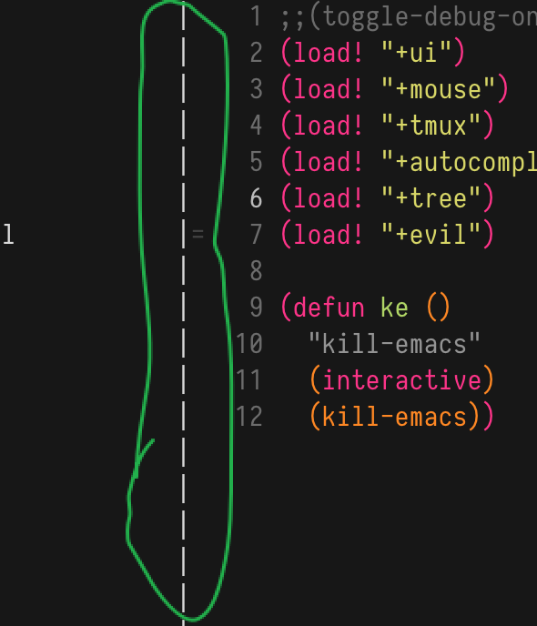 molokai: ugly vertical bars for terminal emacs · Issue #234 · doomemacs ...