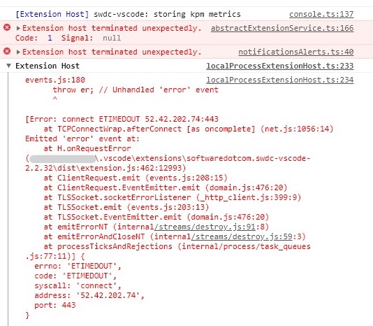 Extension host crashed · Issue #113 · swdotcom/swdc-vscode · GitHub