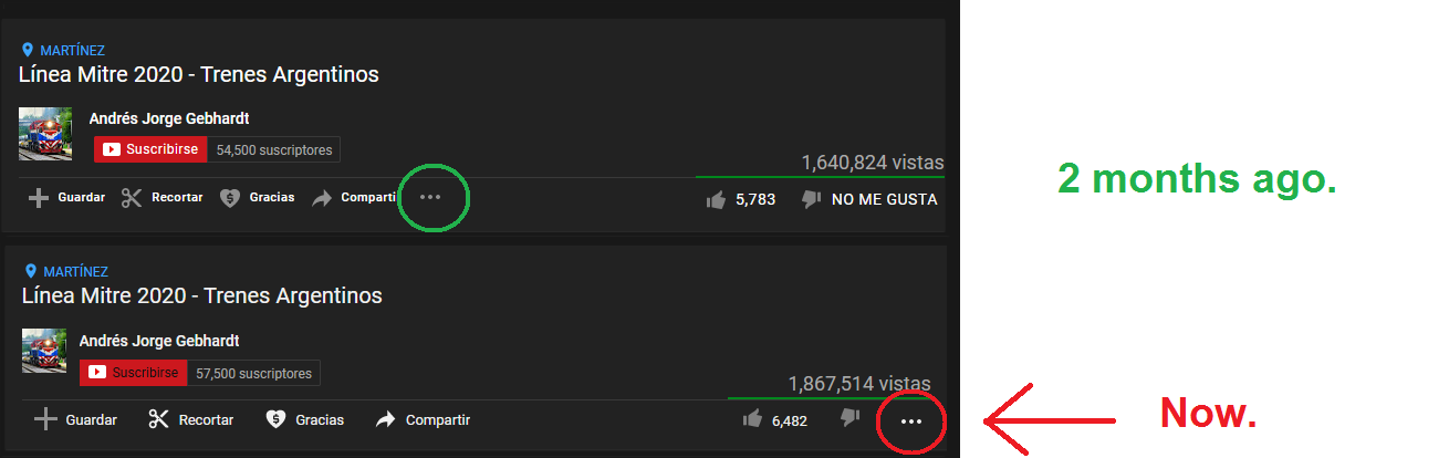 The "three dots" symbol button used to report a video or transcript it, is now in a different ...