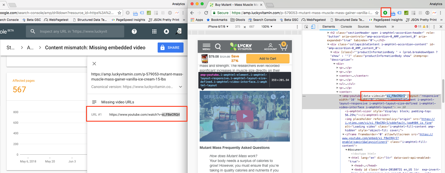 Google Search Console Validator disagrees with Development Validator - amp-youtube · Issue ...