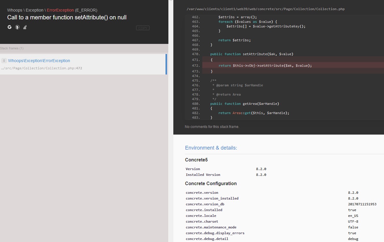 C5 8.2: CS 1.2: Call to a member function setAttribute() on null when install under a ...