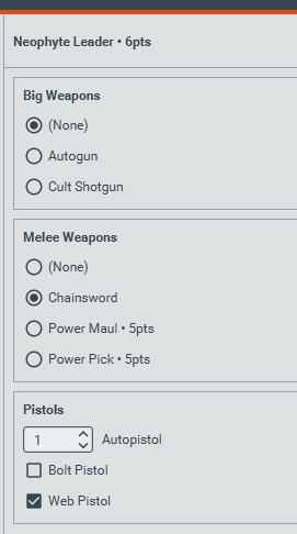 GSC Neophyte Leader weapons should be free · Issue #12174 · BSData/wh40k-9e · GitHub