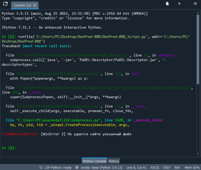 I get error ... · Issue #3 · 12rajnish/DeePred-BBB · GitHub